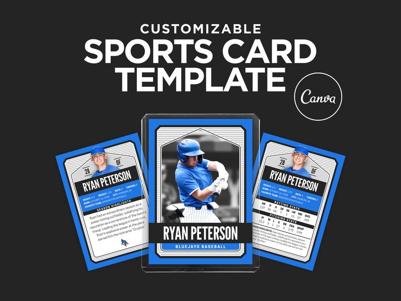 Modern Sports Trading Card Template | Editable Canva Athlete Design ...