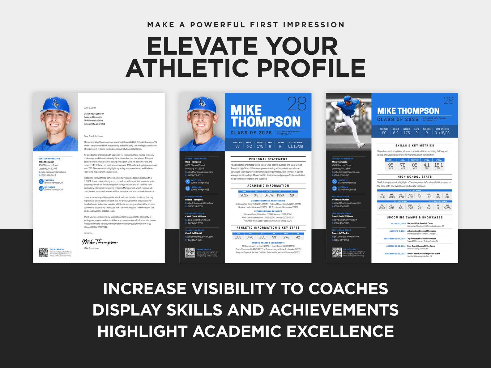 Customizable Athletic Profile Template for College Recruiting - Perfect ...