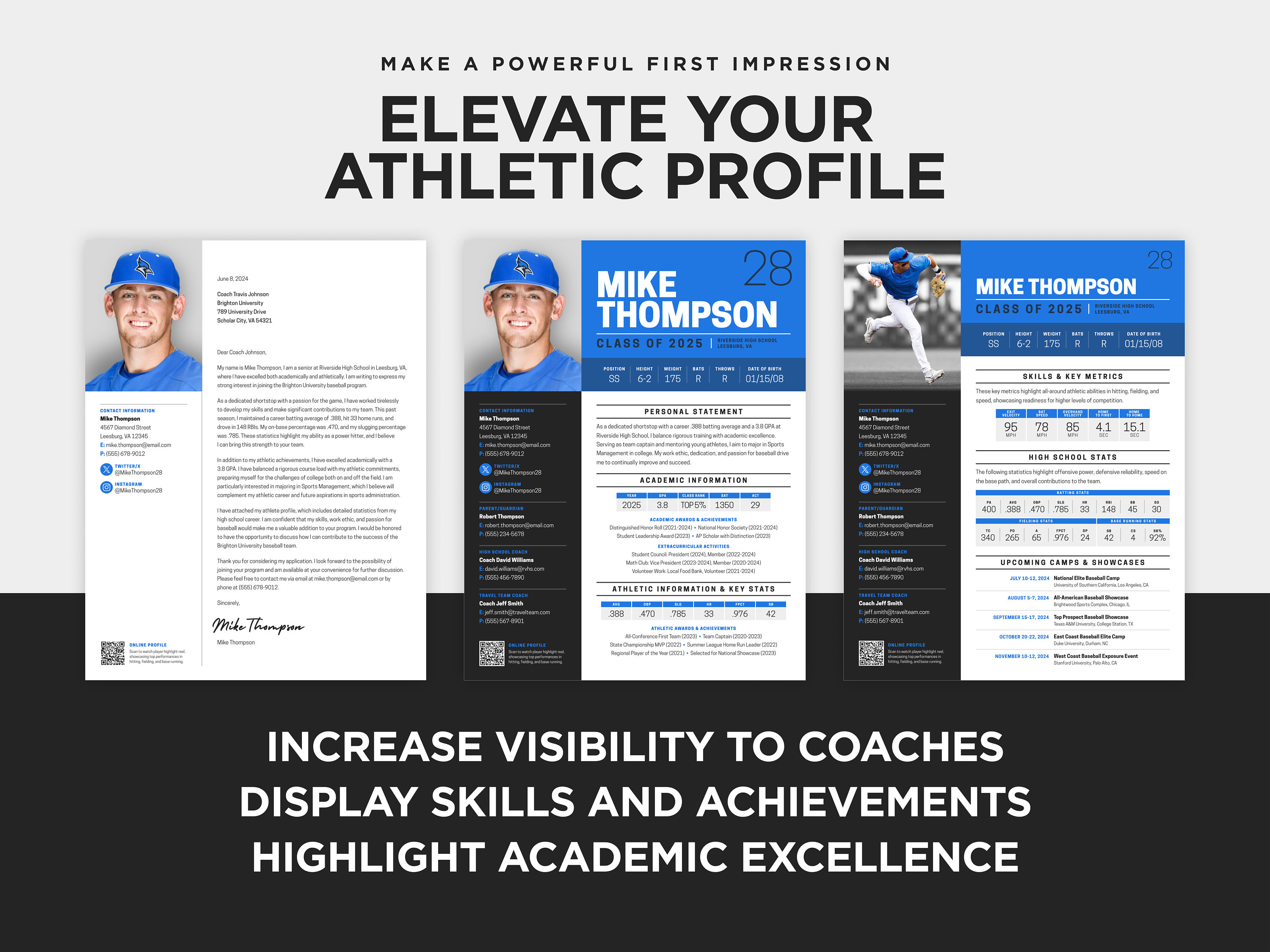 Customizable Athletic Profile Template for College Recruiting - Perfect ...