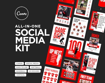 Sports Team Canva Templates 20 Social Media Graphics for Baseball and ...