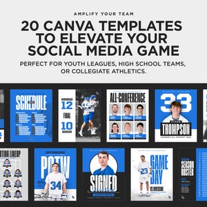 Sports Team Canva Templates - 20 Social Media Graphics for Lacrosse ...