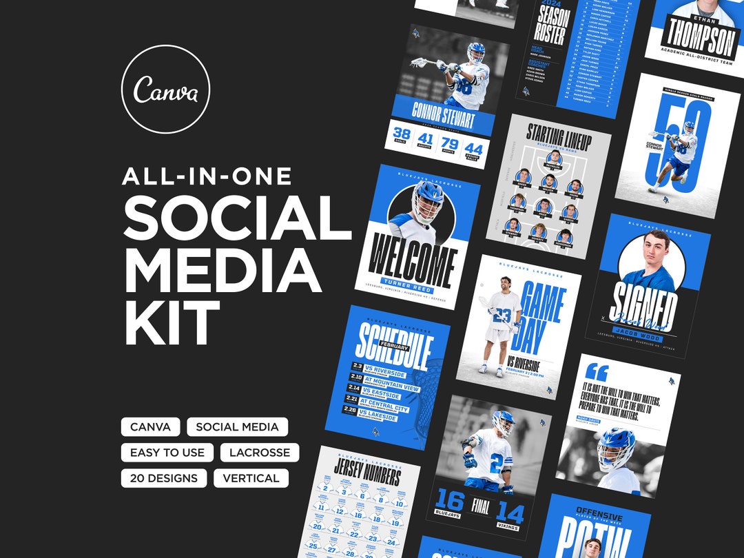 Sports Team Canva Templates - 20 Social Media Graphics for Lacrosse ...