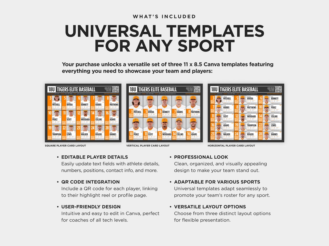 Customizable Team Roster Canva Template - Editable Player Profiles ...
