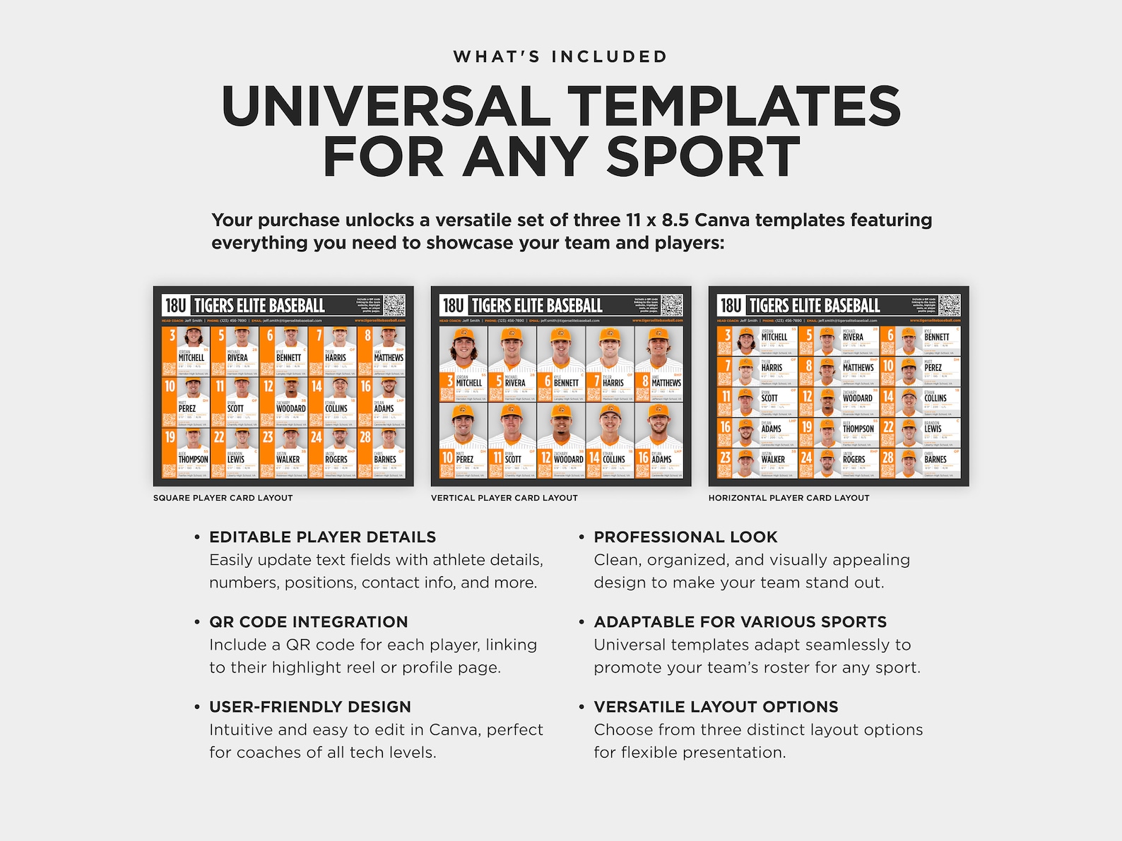 Customizable Team Roster Canva Template - Editable Player Profiles ...