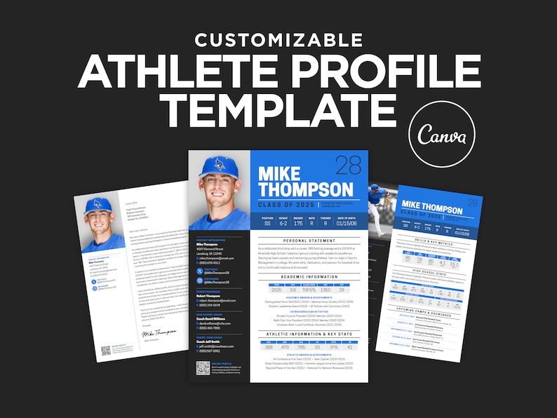 Customizable Athletic Profile Template for College Recruiting - Perfect ...