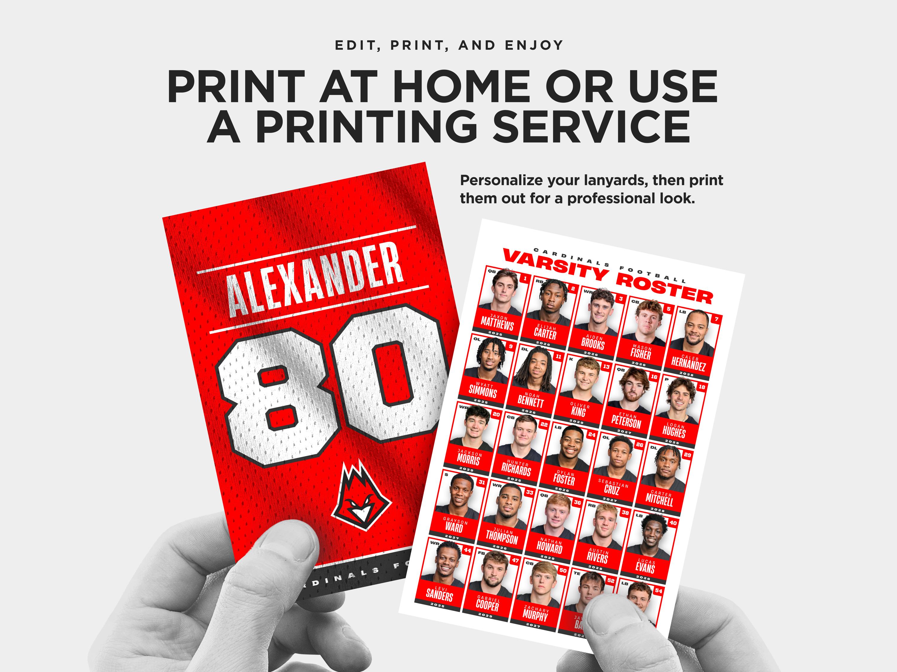 Customizable Team Lanyard Template - Editable Team Roster Card, Team ...