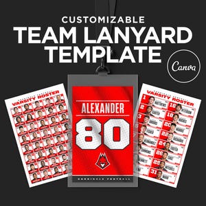 Customizable Team Lanyard Template - Editable Team Roster Card, Team ...