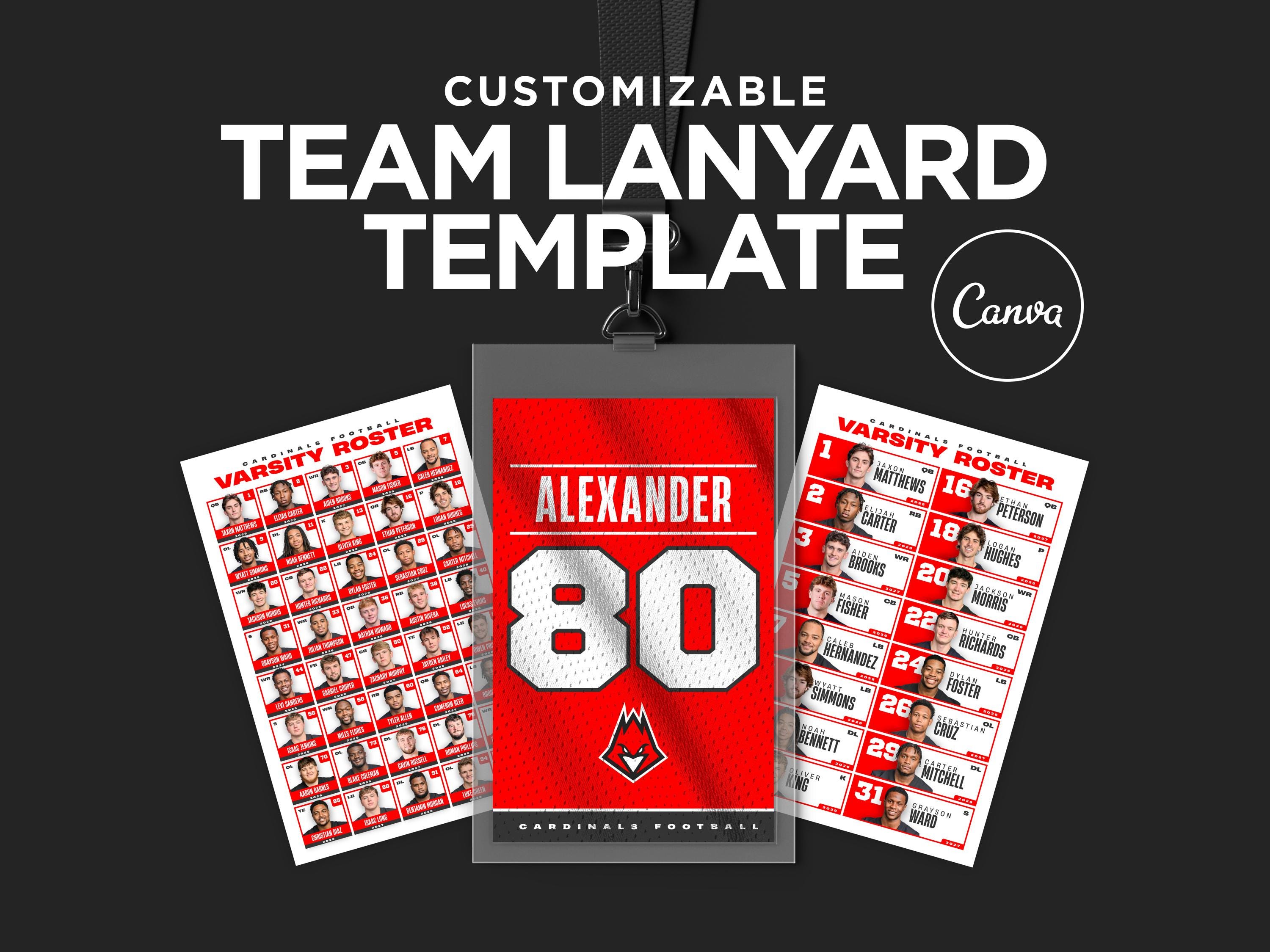 Customizable Team Lanyard Template - Editable Team Roster Card, Team ...