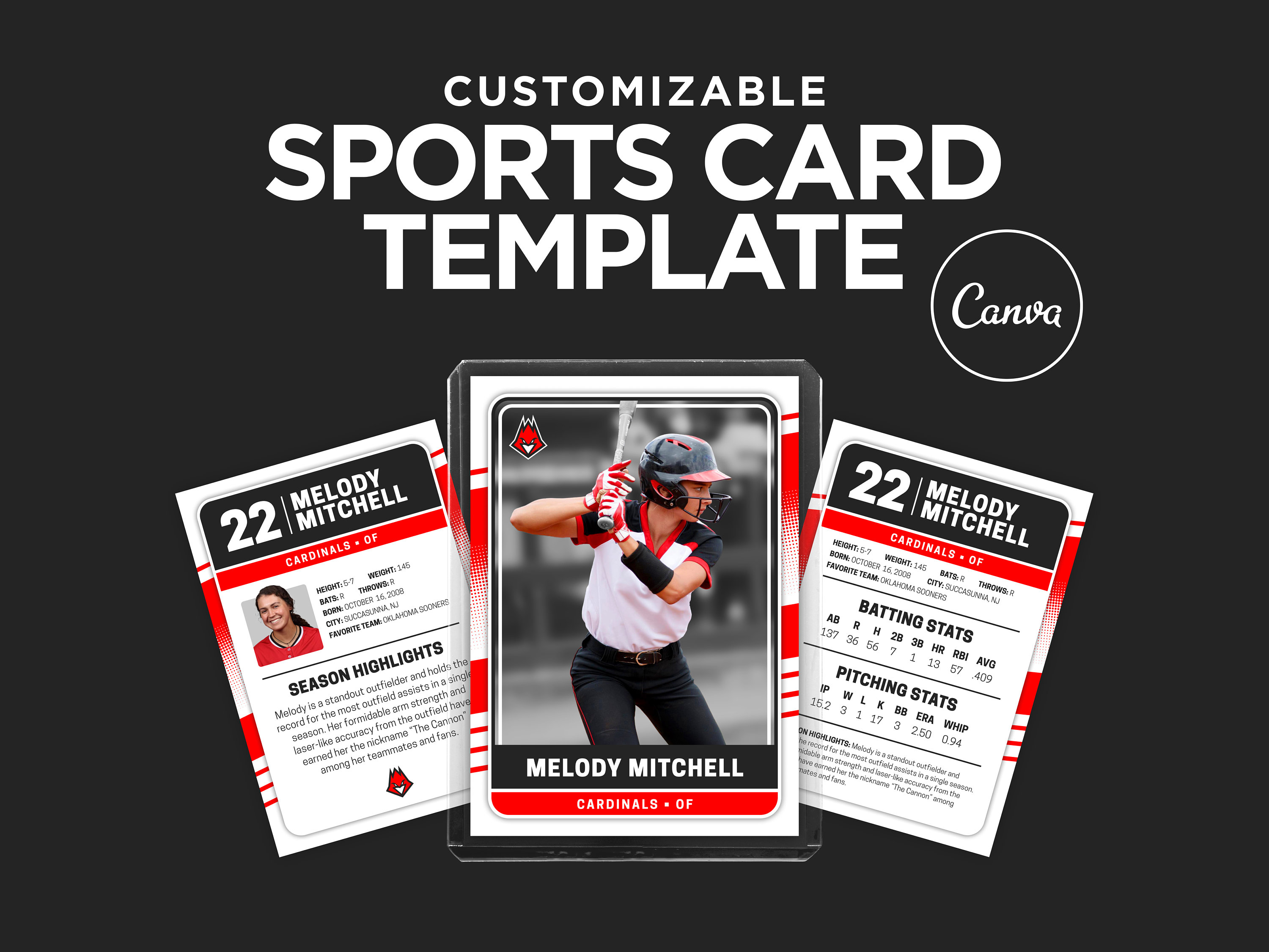 Editable Sports Card Template - Custom Trading Card, Editable in Canva ...