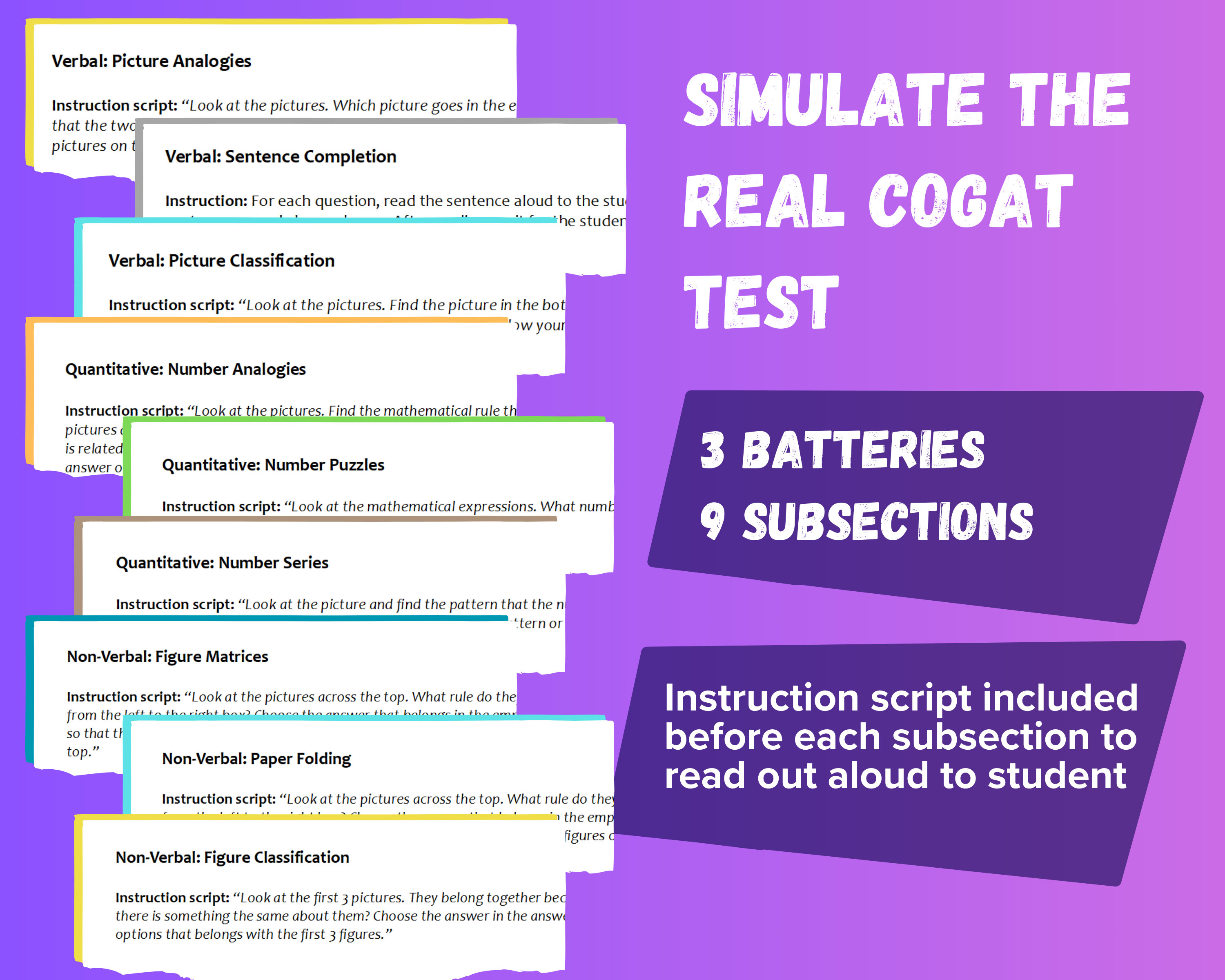 Gifted Learning Cogat Full Length Practice Test Downloadable PDF, Grade ...
