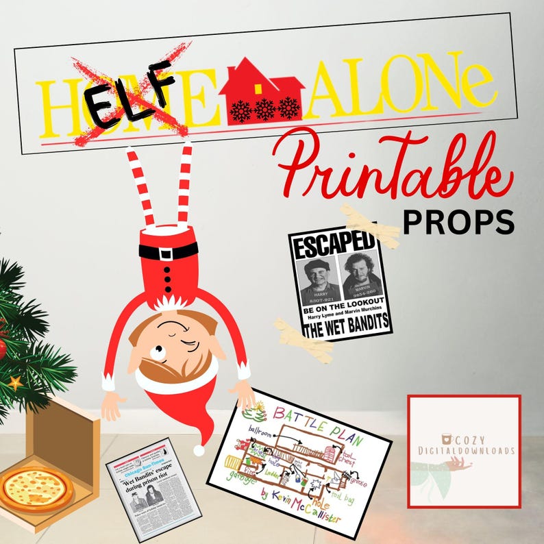 Home Alone Elf Printable Props: Christmas Elf Arrival (digital Download ...