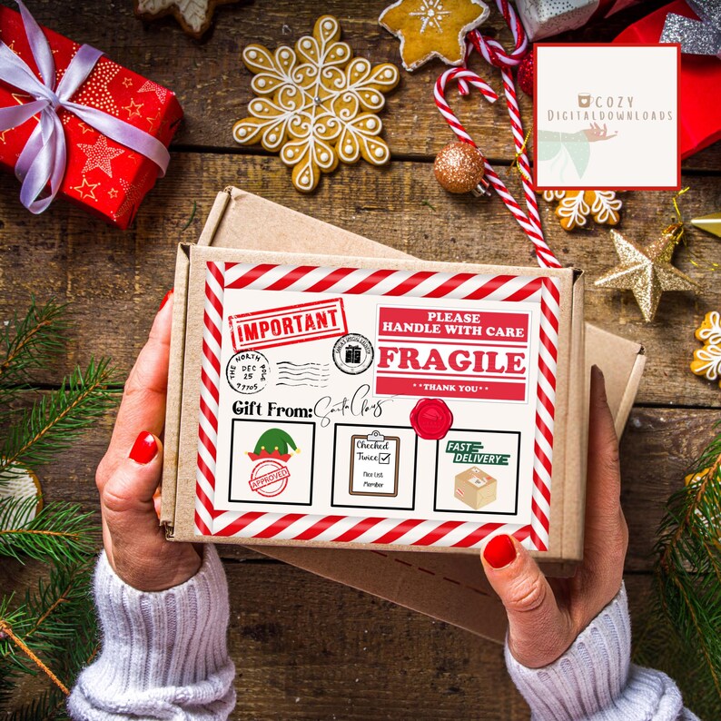 Christmas Fragile Label, Printable Santa's Workshop Fragile Shipping ...