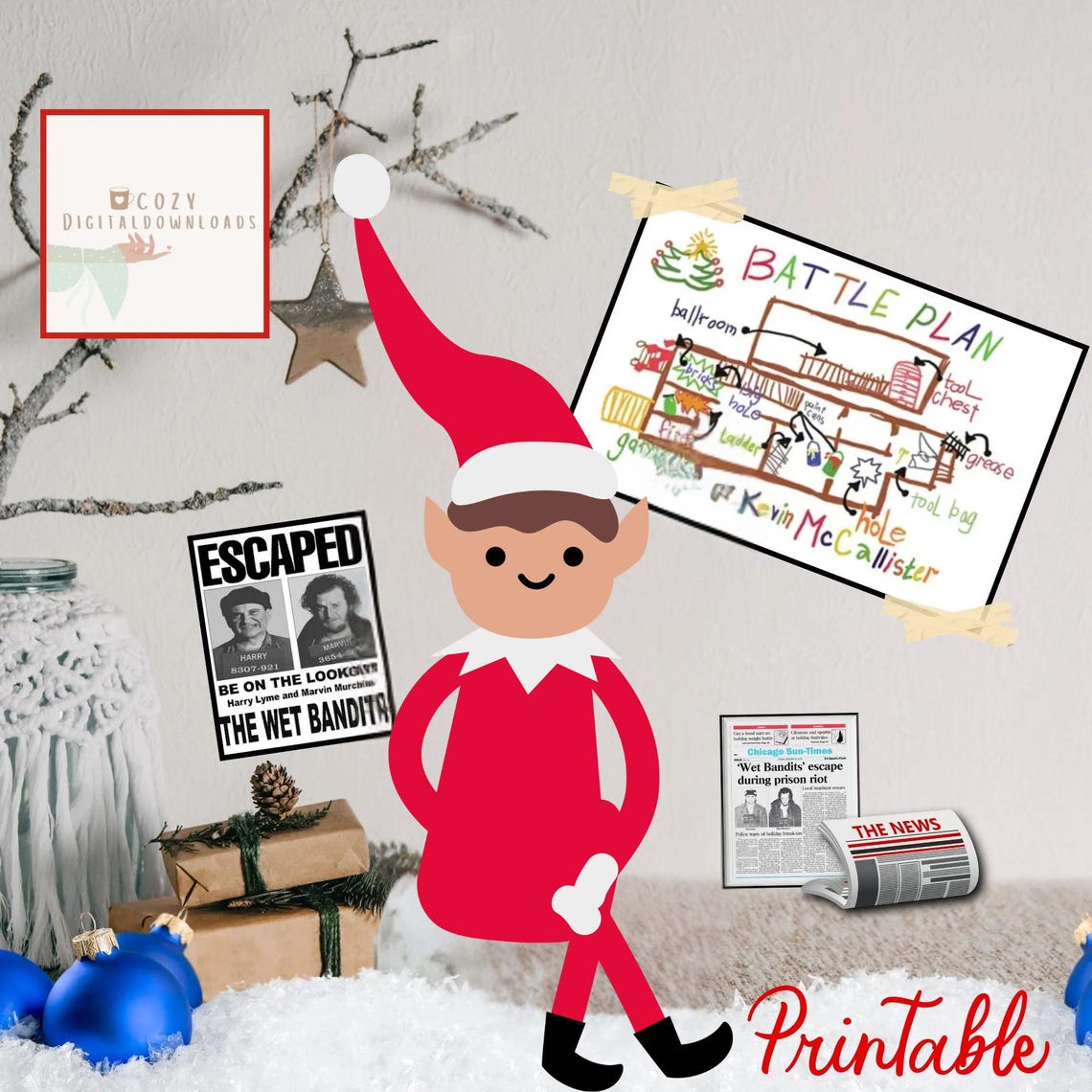 Home Alone Elf Printable Props: Christmas Elf Arrival (digital Download ...