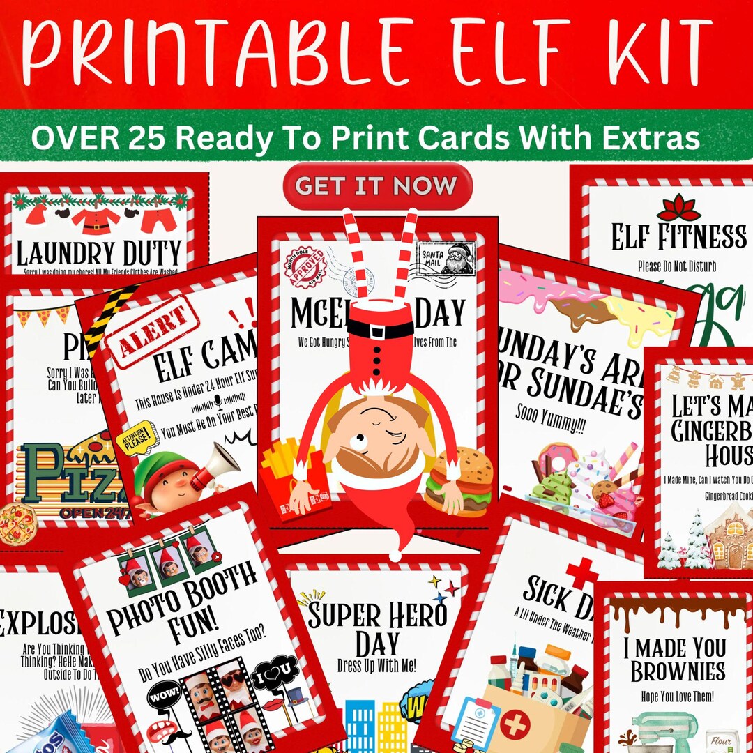 Printable Christmas Elf Kit, Printable Elf Props, Elf Activities ...