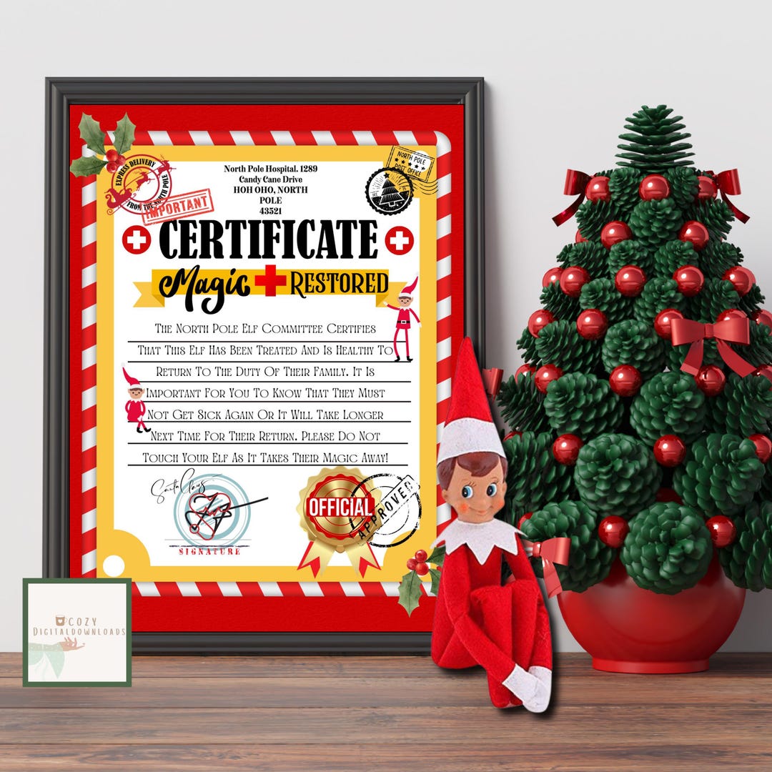 Elf Recovery Notice Letter, Elf Sick Letter, Elf Notes, Christmas Elf ...