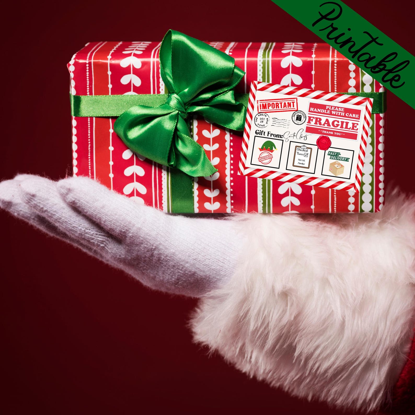 Christmas Fragile Label, Printable Santa's Workshop Fragile Shipping ...