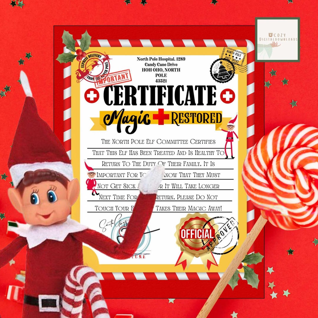 Elf Recovery Notice Letter, Elf Sick Letter, Elf Notes, Christmas Elf ...