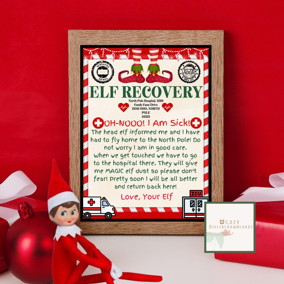 Elf Recovery Notice Letter, Elf Sick Letter, Elf Notes, Christmas Elf ...