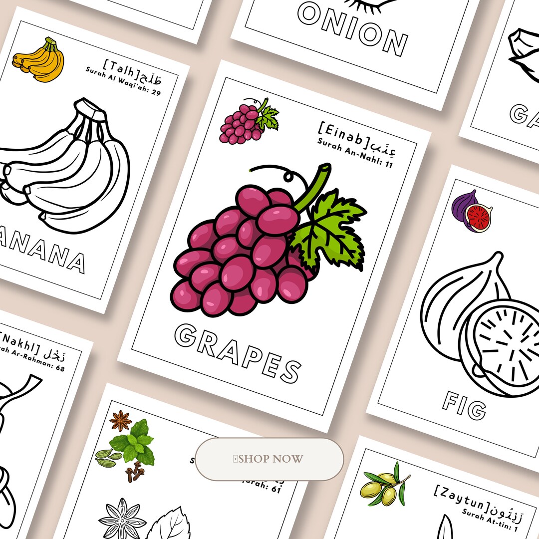 Fruits and Vegetables in Quran Coloring Pages, Muslim Activity, Home ...
