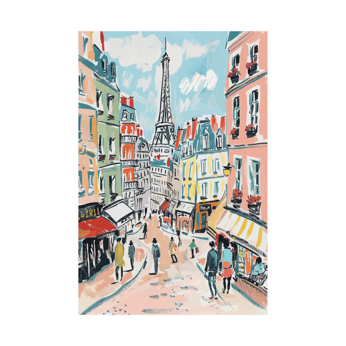 Paris Art Print, Parisian Buildings Art Print, Paris Scene Illustration ...