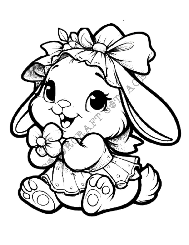Printable Easter Bunny Coloring Page Kids Spring Holiday Activity ...