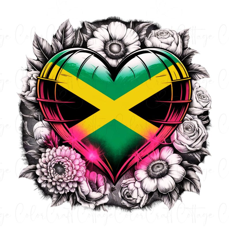 Jamaica Png Jamaican Flag Heart Roses T Shirt Png Rasta Shirt Black ...