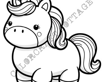 Enchanting Unicorn Coloring Page, Printable Unicorn, Unicorn Party ...