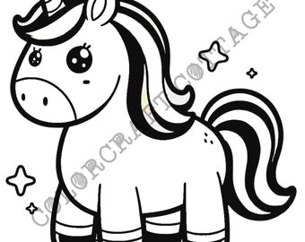 Enchanting Unicorn Coloring Page, Printable Unicorn, Unicorn Party ...