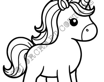 Enchanting Unicorn Coloring Page, Printable Unicorn, Unicorn Party ...