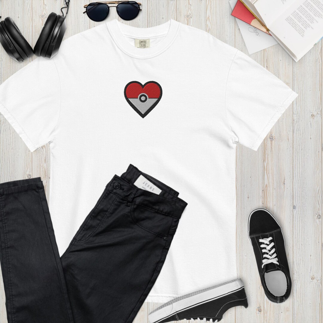 Pokémon Inspired Heart Pokeball Design T-shirt, Cute Graphic Tee, Gift ...