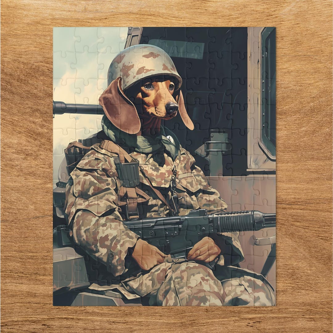 Military Dachshund Jigsaw Puzzle for Adults and Kids, Fun and ...