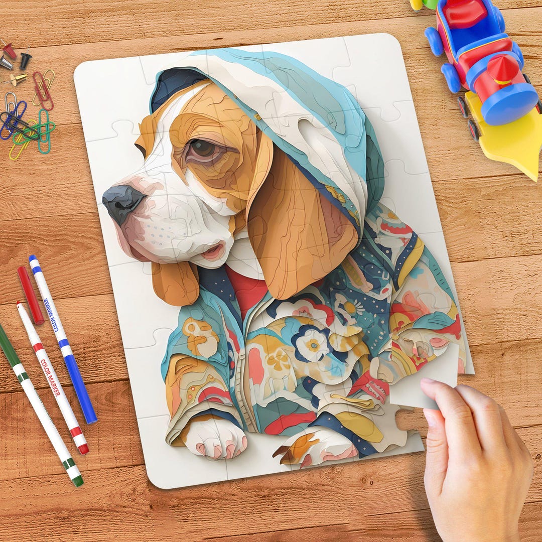 Cute Beagle Dog Puzzle for Adults and Kids, 30 110 252 520 Pieces, Fun ...