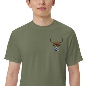 Boho Chic Embroidered Springbok Shirt, Colorful Animal Art, Unisex ...