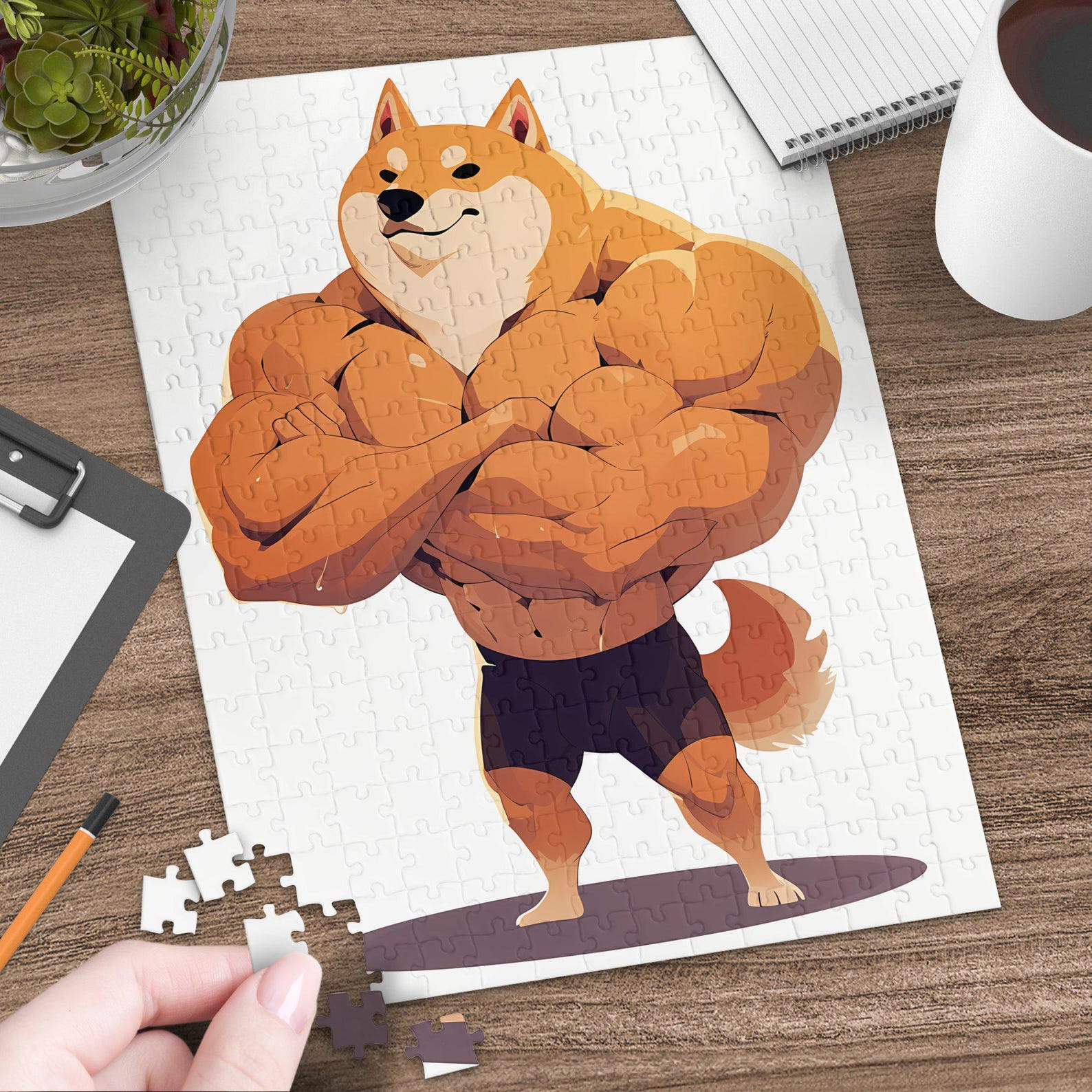 Muscle Shiba Inu Puzzle for Kids and Adults, 30 110 252 520 or 1014 ...