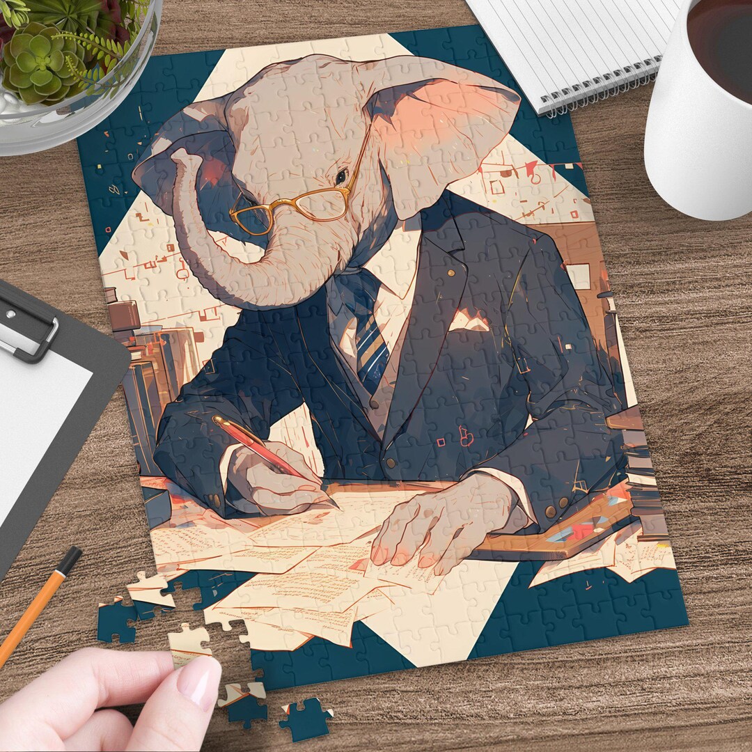 Elephant Office Puzzles for Adults and Kids, Fun Animal Jigsaw Puzzles ...