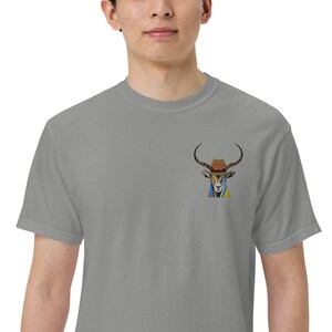 Boho Chic Embroidered Springbok Shirt, Colorful Animal Art, Unisex ...