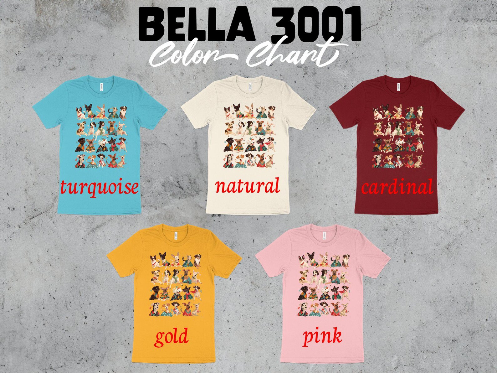 Cute Anime Dogs Group T-shirt | Colorful Cartoon Dogs Comfort Colors ...