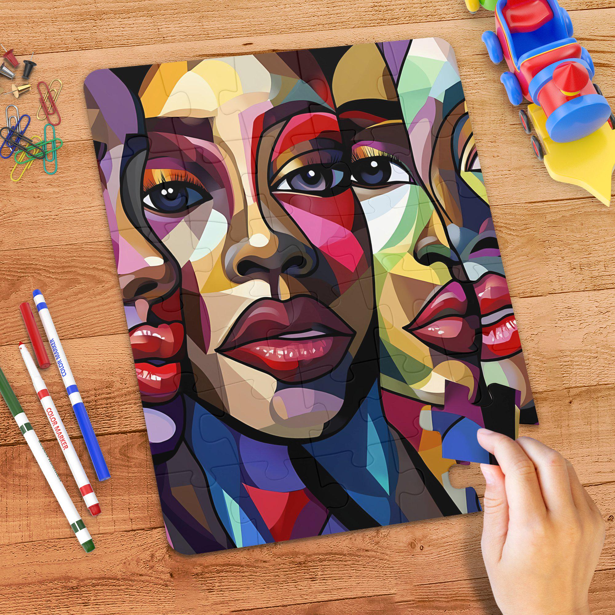 Abstract Art Puzzle, Colorful Faces Jigsaw Puzzle, 30 to 1000 Pieces ...