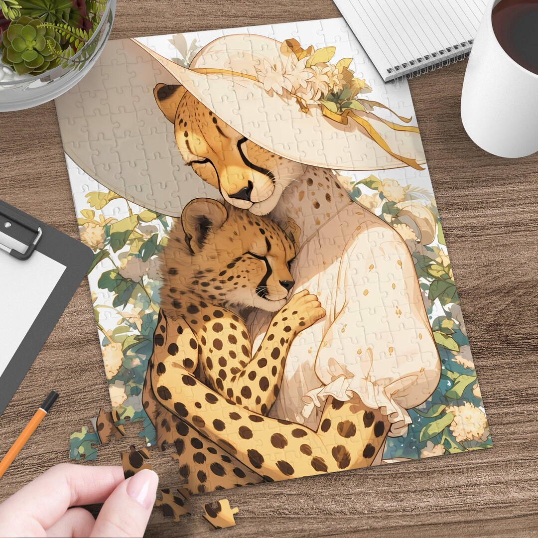 Cheetah and Cub Puzzle 30 100 200 500 1000 Pieces for Adults and Kids ...