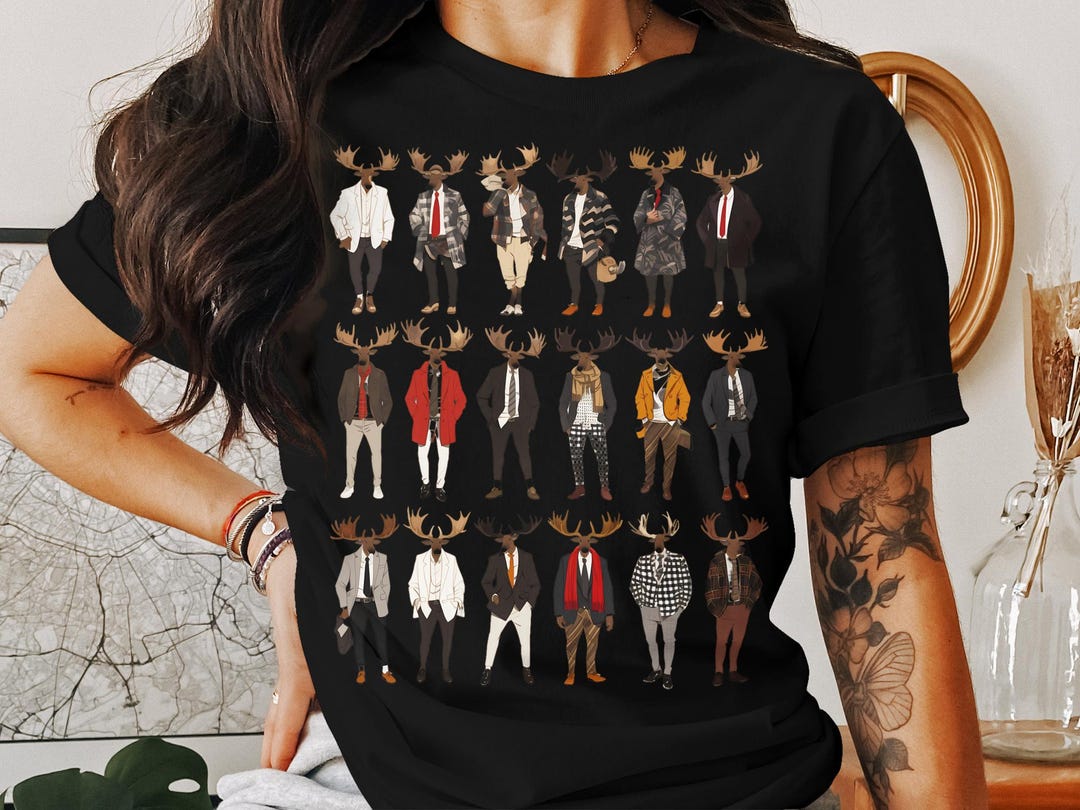 Cute Anime Moose Men Fashion Illustration Group Comfort Colors Top ...