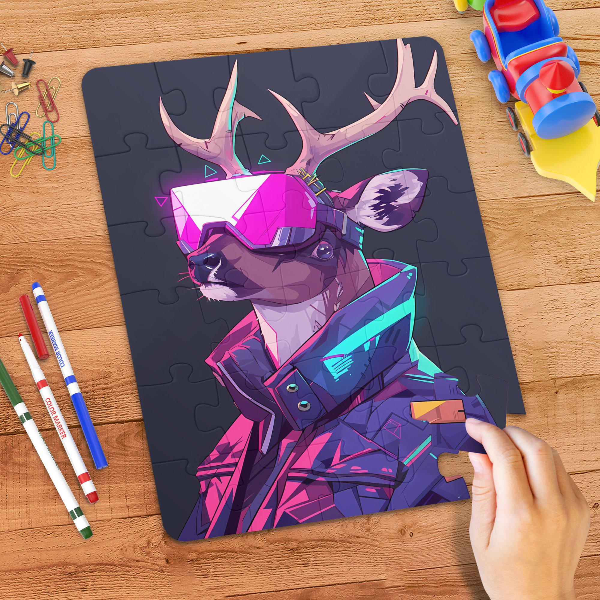 Cyberpunk Deer Puzzle for Adults and Kids, 30 to 1000 Pieces, Unique ...