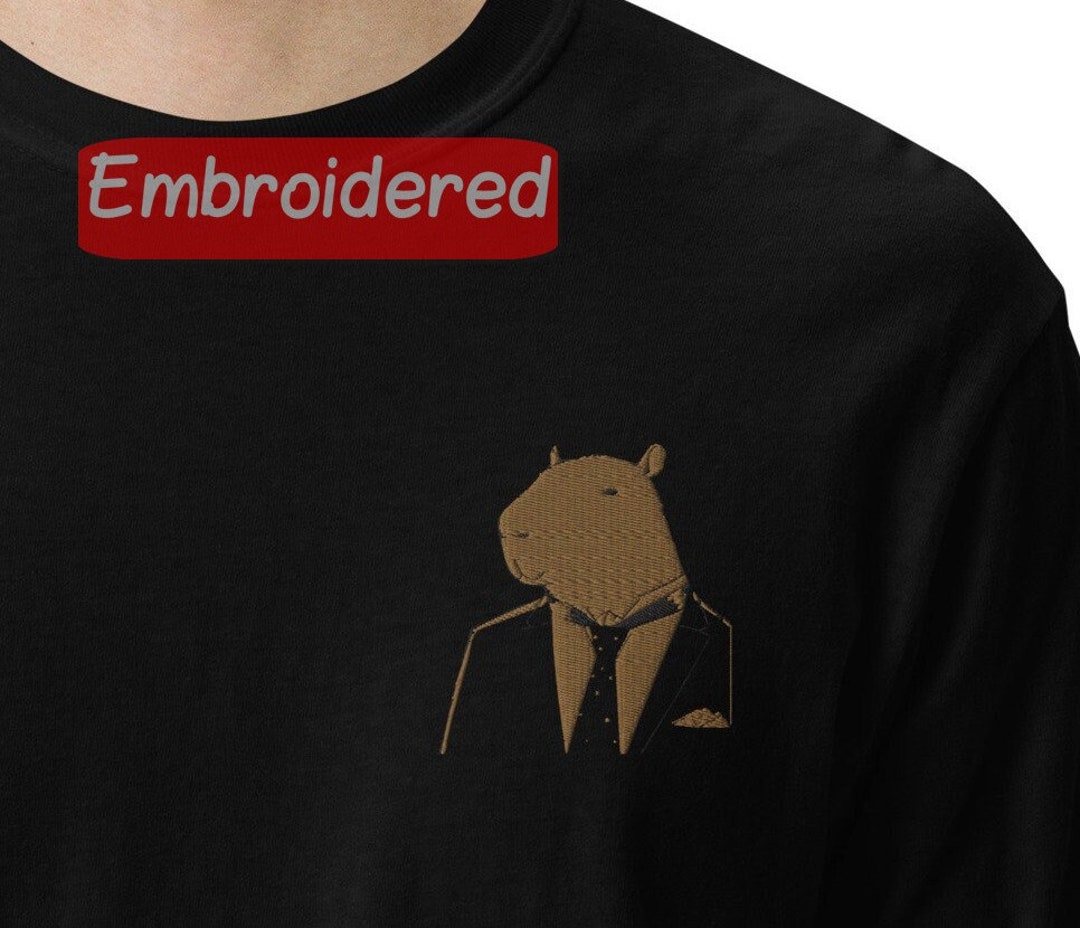 Unique Capybara Embroidered Shirt, Stylish Animal in Suit Design ...