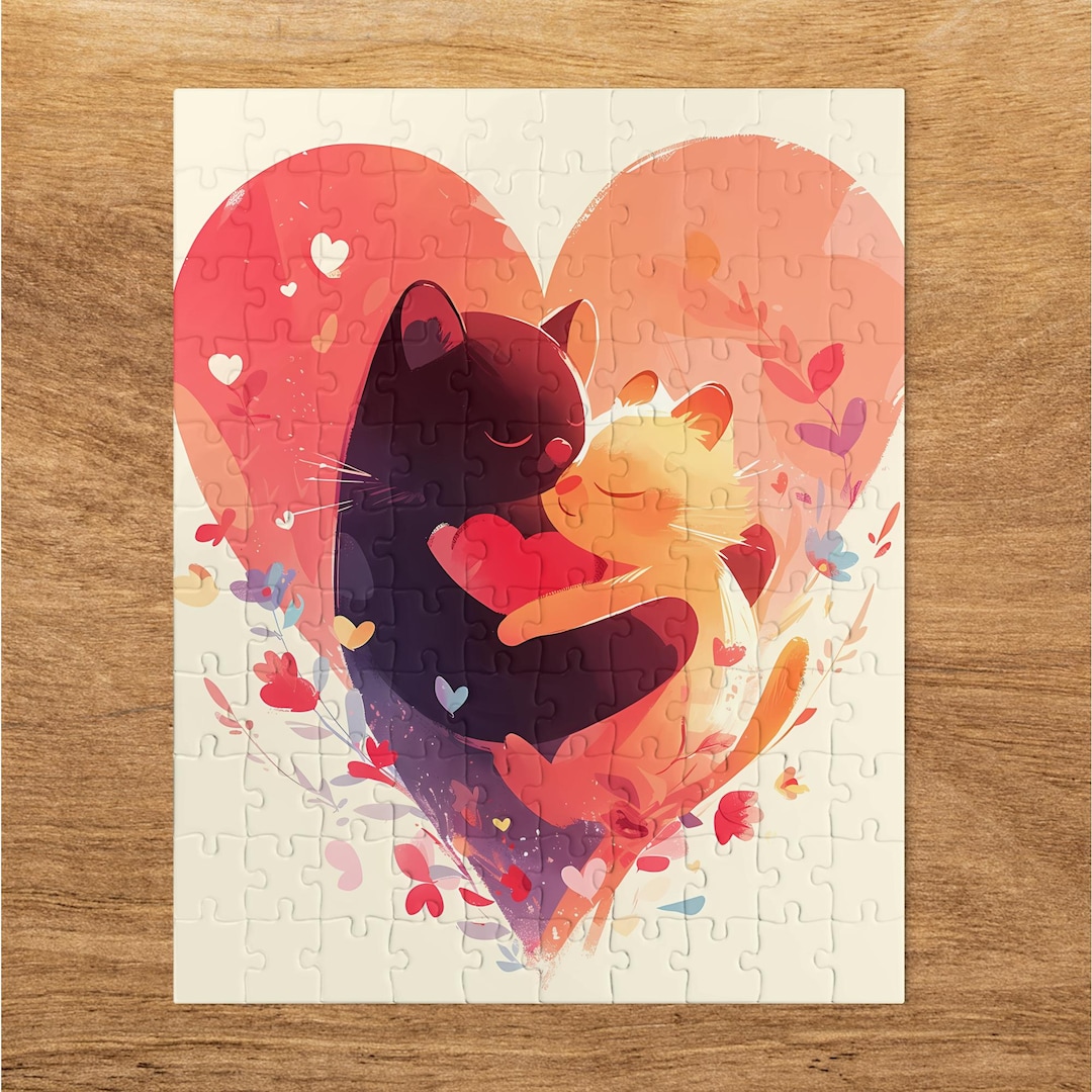 Cute Cat Puzzle 300 Pieces, Adorable Cat Pair Jigsaw, Fun Puzzle for ...