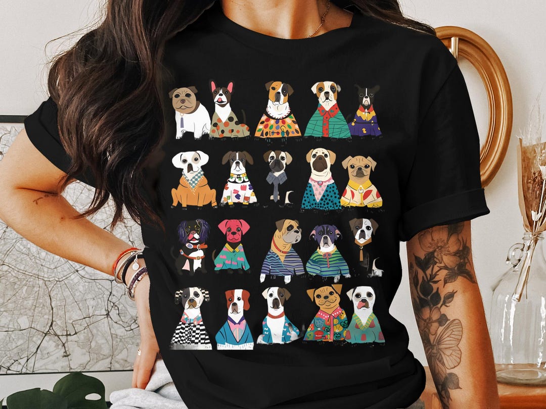 Cute Anime Comfort Colors Group T-shirt, Assorted Dogs in Stylish ...