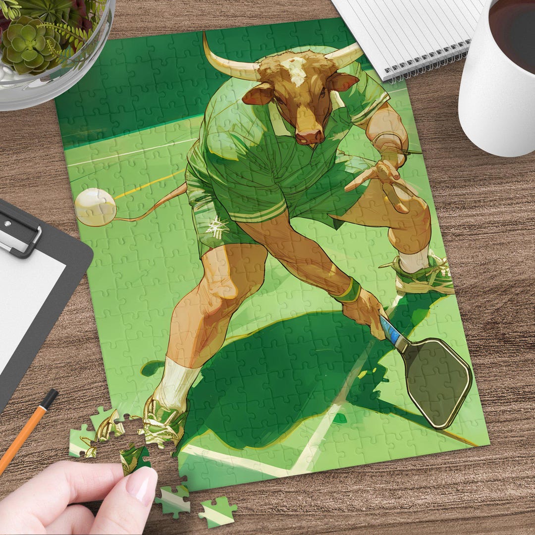 Bull Playing Pickleball Puzzle Game for Kids and Adults, 30 Pieces, 110 ...