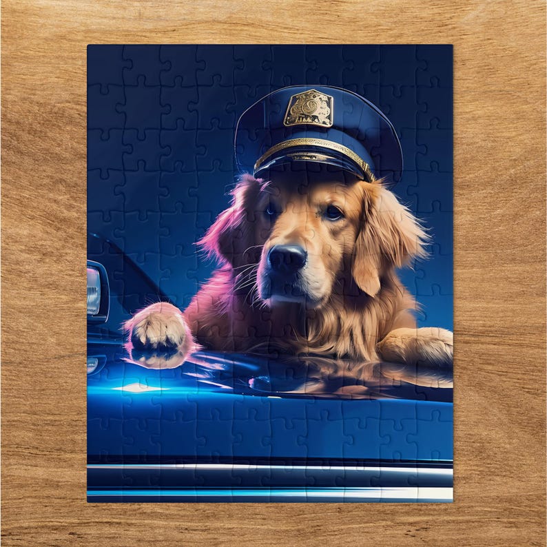 Golden Retriever Police Dog Jigsaw Puzzle, Fun for Adults and Kids, 30 ...