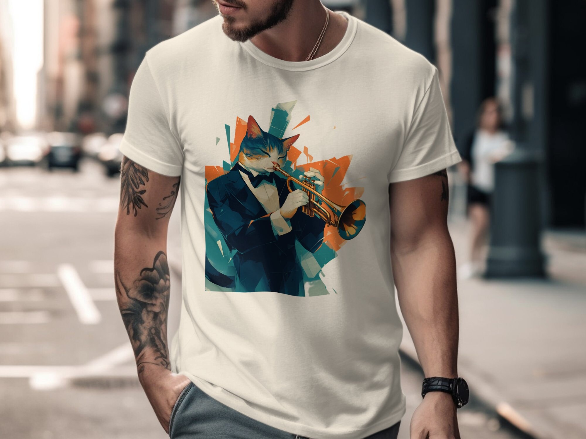 Japanese Bobtail Cat Trumpet Player Music Themed T-shirt, Unisex ...