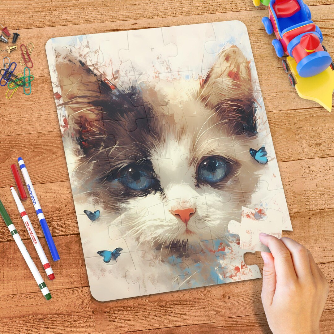 Cute Cat With Blue Eyes Puzzle, Puzzle for Adults and Kids, 30 110 252 ...