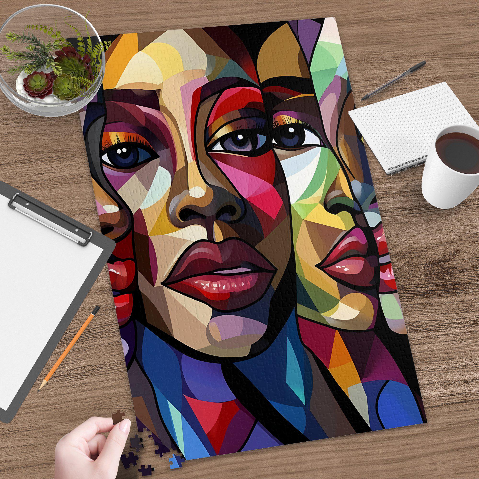Abstract Art Puzzle, Colorful Faces Jigsaw Puzzle, 30 to 1000 Pieces ...
