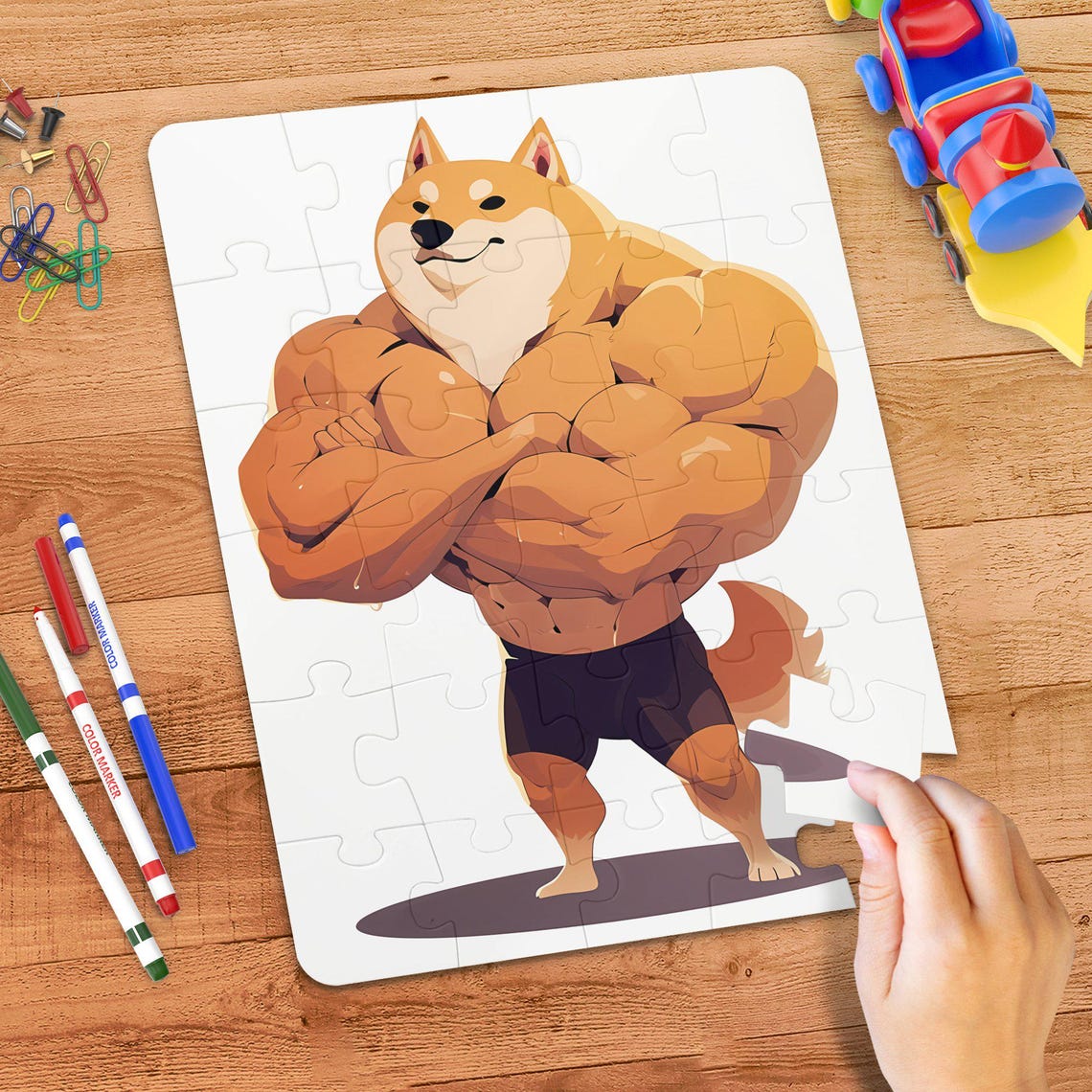 Muscle Shiba Inu Puzzle for Kids and Adults, 30 110 252 520 or 1014 ...